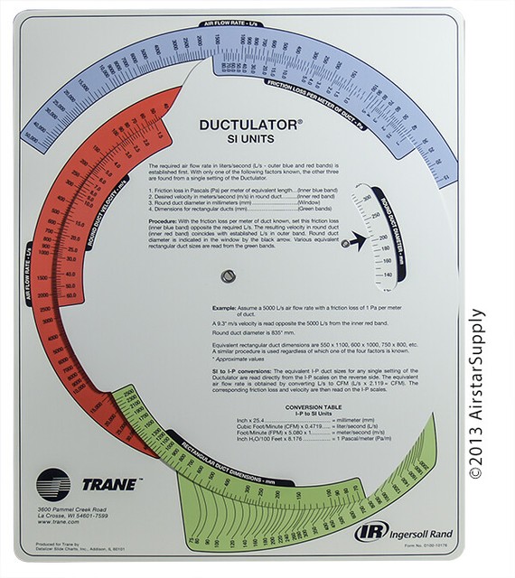 Trane Ductulator Duct Sizing Calculator Slide Chart Graph With trane-ductulator-duct-sizing-calculator-slide-chart-graph-with