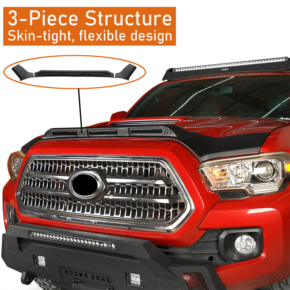Hood Edge Protector Stone Guard w/ Amber LED Lights for Toyota Tacoma ...