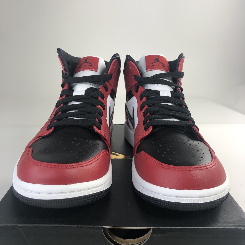 Nike Air Jordan 1 Mid Chicago Toe Shoe 8,8.5 & 9 Black Red Mens New ...
