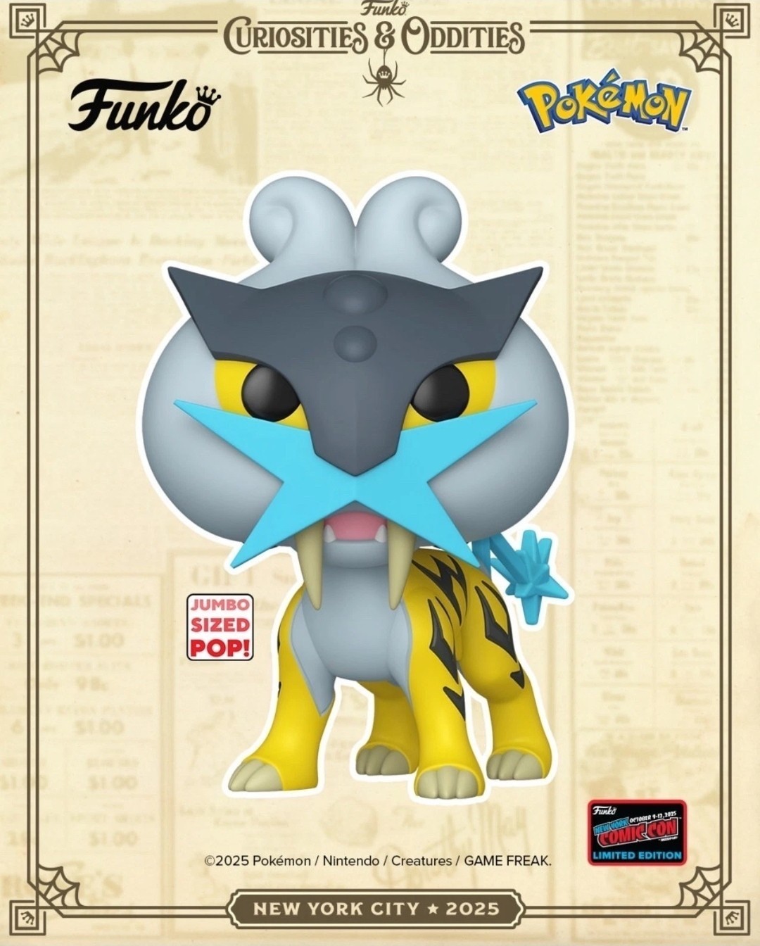 FUNKO POP! NYCC 2025 Pokémon Jumbo Raikou Con sticker exclusive ...