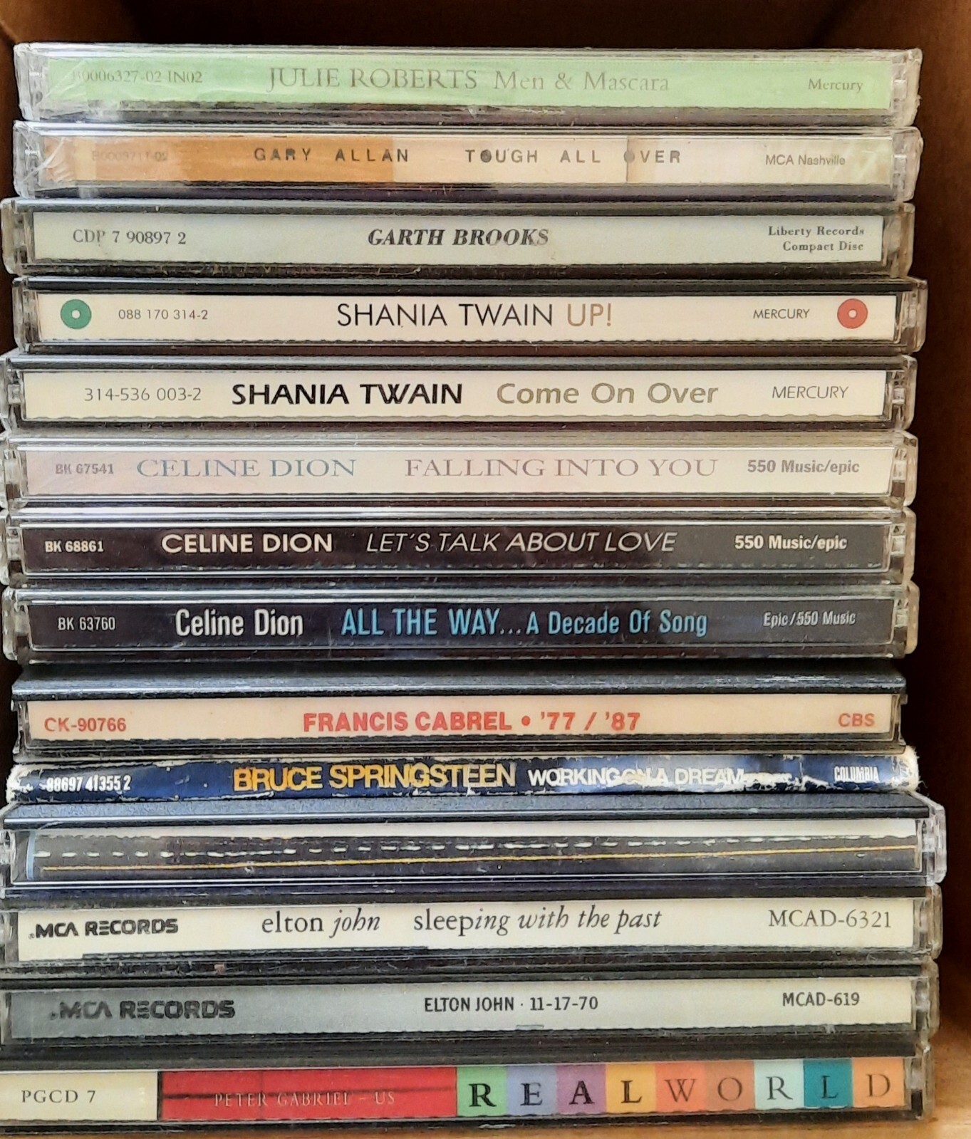 Lot of CDs W/Cases (15) Celine Dion, Brooks, Twain, Springsteen, John ...
