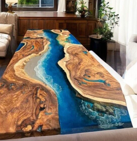 Ocean Resin Handmade Blue Epoxy Resin Dining Table Top, Handmade ...