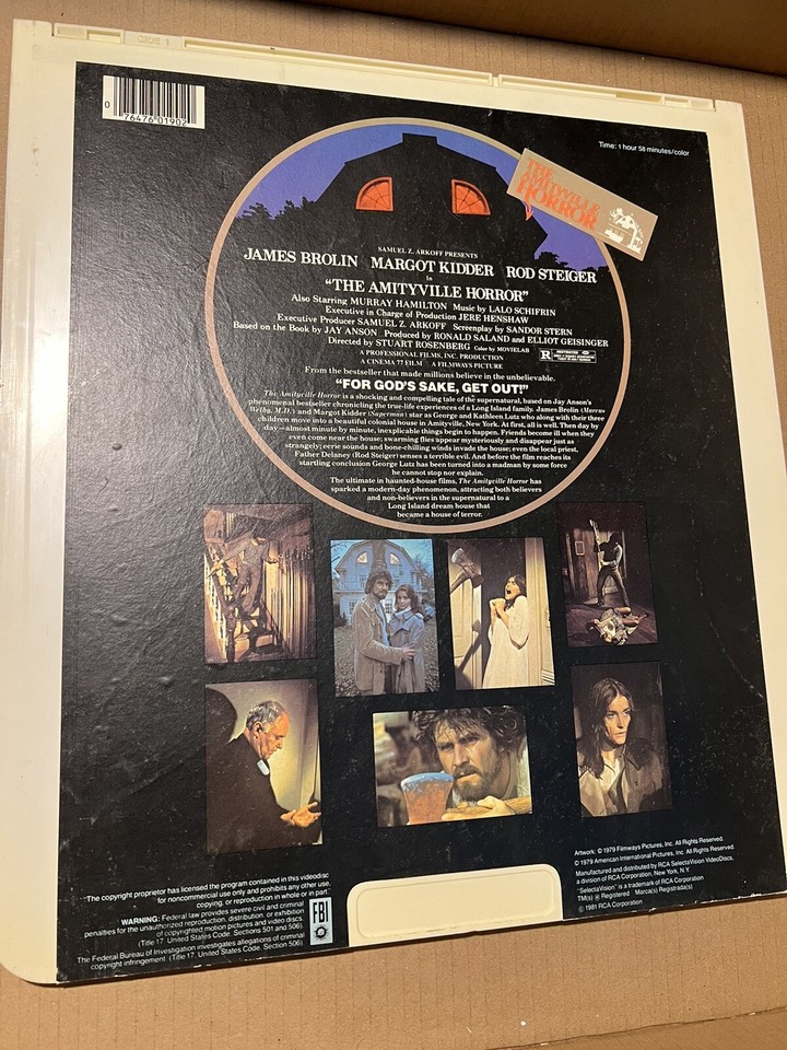 The Amityville Horror CED Video Disc Selectavision RCA Videodisc 1981 ...