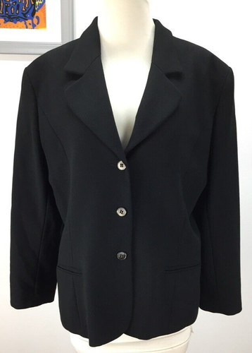 PERRI CUTTEN SIZE 14 WOMENS BLACK WOOL BUTTON UP JACKET LINED POCKETS 3/4 SLEEVE | eBay Australia