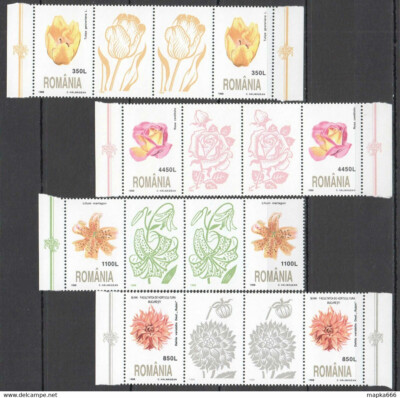 RM350 1998 ROMANIA FLOWERS FLORA !!! GUTTER 2SET #5348-5351 MNH | eBay