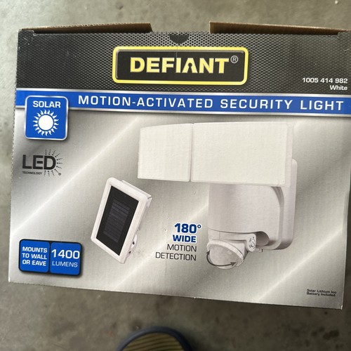 Defiant 180 Degree Solar Powered Motion LED Security Light w/ Battery ...