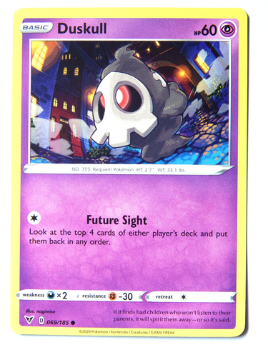 Duskull 069/185 (NM, Pokemon Card, Vivid Voltage, 2020, Psychic, Common ...
