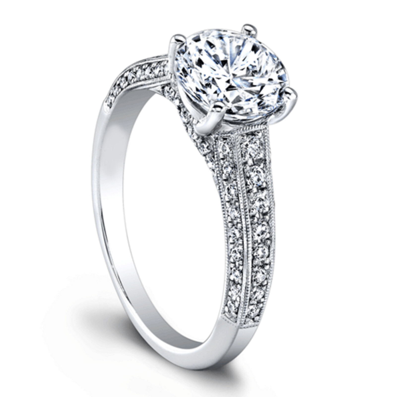 1.35 Ct Round Moissanite Engagement Wedding Band Set 14K Solid White ...