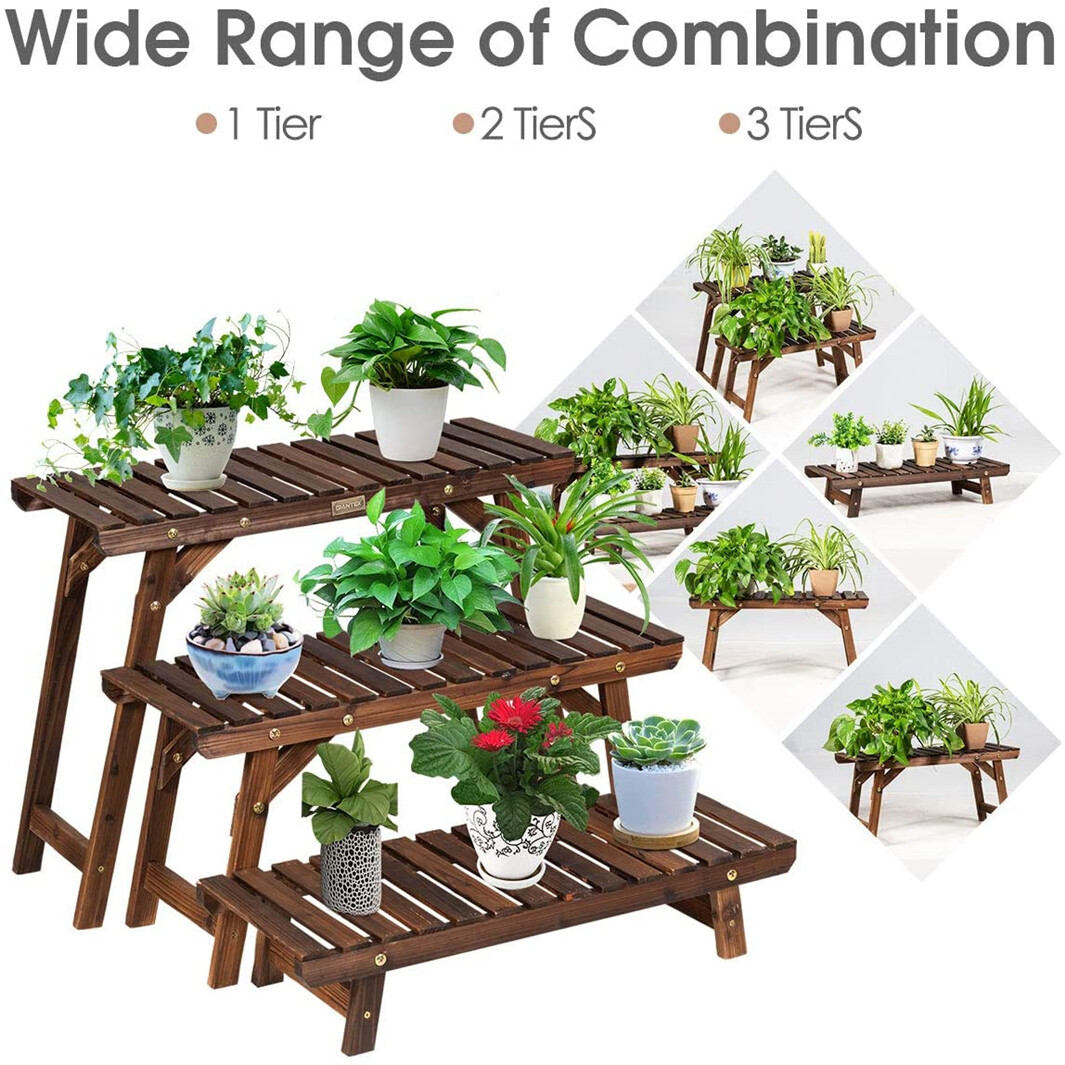 3 Tier Step Design Plant Stand Shelf Racks Freestanding Ladder Flower ...