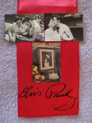 ELVIS PRESLEY SIGNATURE RED SCARF&COLLECTIBLE TRADING CARDS NM-MT LOT 4 ...