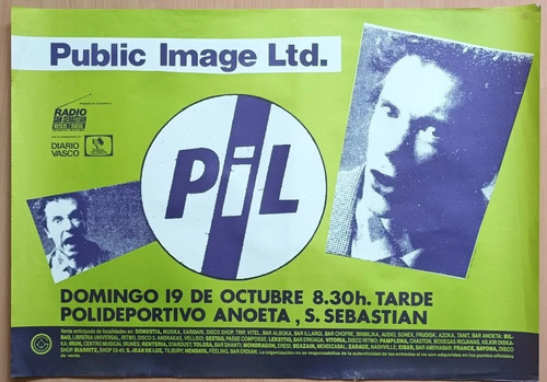 P.I.L. Public Image Ltd. ORIGINAL 1986 Spanish Concert POSTER Sex ...