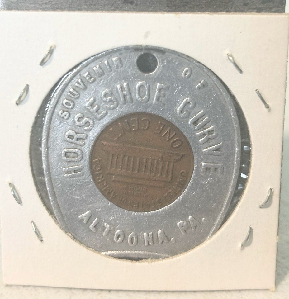 1971 Horseshoe Curve Altoona Pennsylvania Encased Cent Penny Tag FOB | eBay