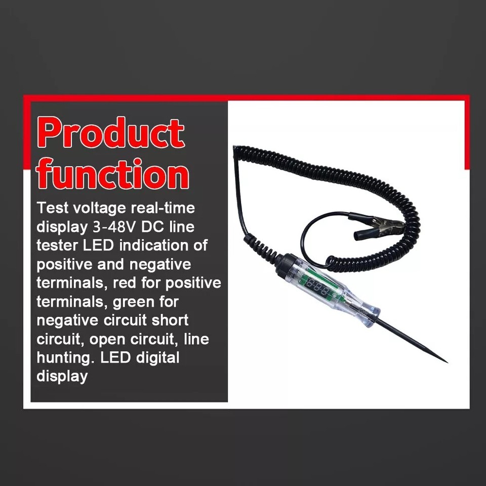 12V Digital Electric Circuit Tester Voltage Test Pen Probe Volt Test ...