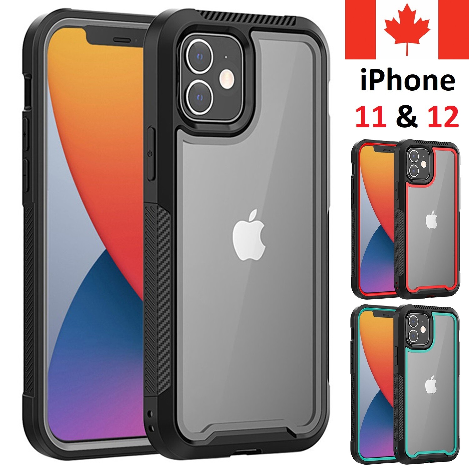 For iPhone 11 12 Pro Max Case - 2 in 1 Defender Shockproof Clear Back ...