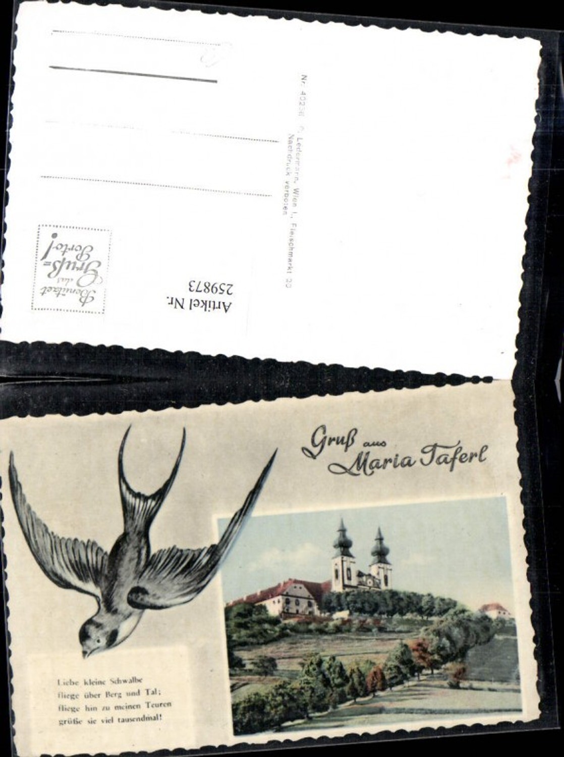 259873,Gruß aus Maria Taferl Kirche Passepartout Schwalbe Text | eBay