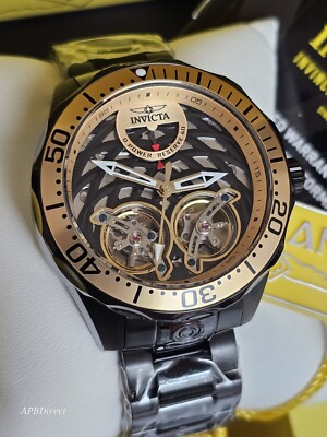 Invicta GRAND DIVER - Double Open Heart POWER RESERVE Automatic GOLD ...