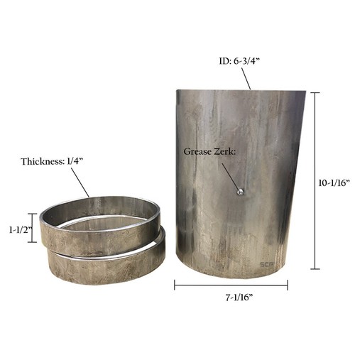 10 1/16" Pipe Hinge Sleeve for 6.625" OD Pipe 1 Sleeve & 2 Collars ...