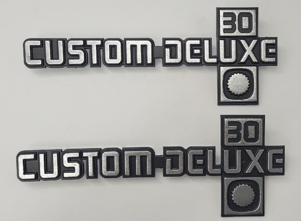 Chevy Custom Deluxe 30 Badge Emblem Insert X2 | Gray | Right ...