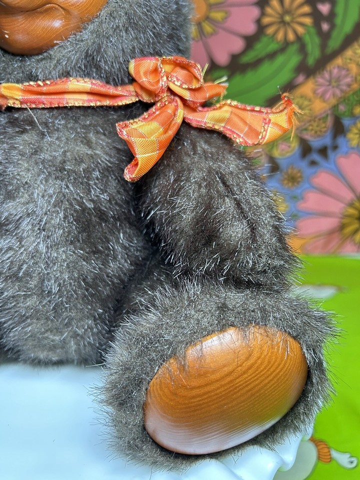 1985 Vintage Applause Raikes Bear Jointed Teddy Bear Wood Face & Feet ...