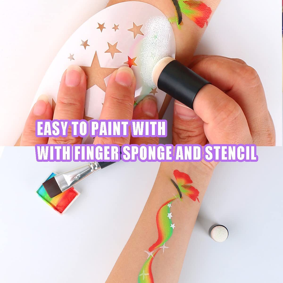 Bowitzki 53 Colors Face Paint Kit Professional Split Cake Face Painting ...