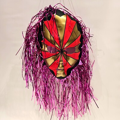 Creepy Twisted Halloween Mask Plastic Vibrant Red Black Gold Purple ...