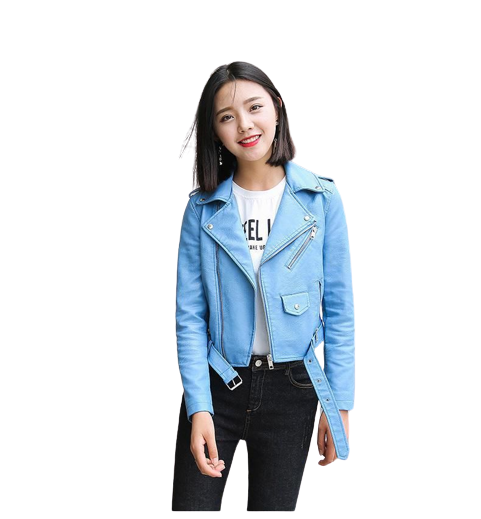 Pu Jacket Women Fashion Bright Motorcycle Biker Coat Short Faux Leather ...