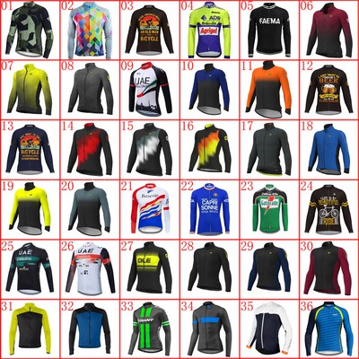 Mens Team Cycling Jersey Long Sleeve Road Bike Tops Full Zip MTB ...