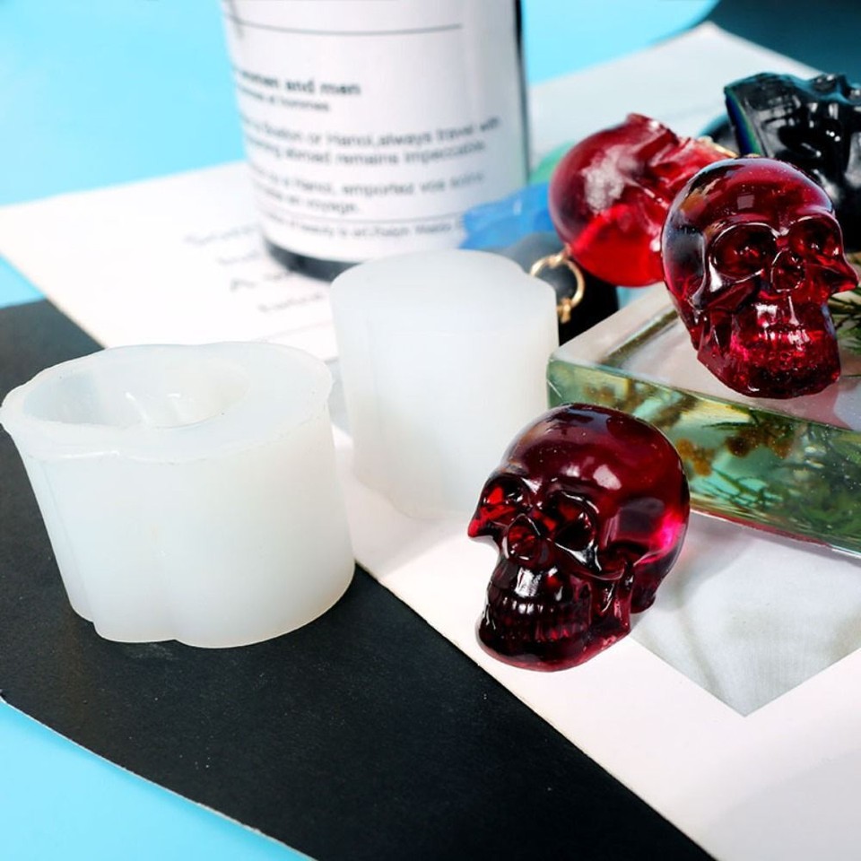 2pcs Silicone Skull Mould Mini Skeleton Head Mold Skull Mold Home ...