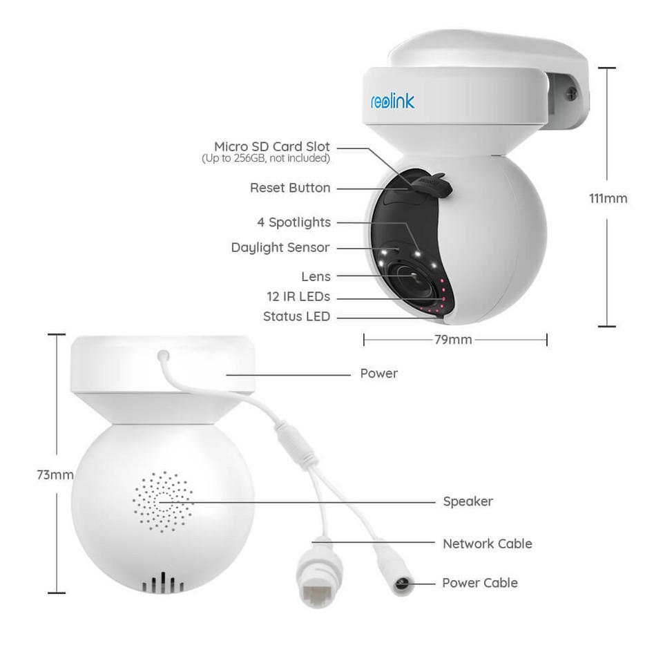 Reolink E1 Outdoor 5MP Home WiFi PTZ Security Camera Auto Tracking ...