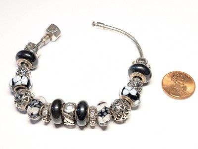 STERLING SILVER CHAMILIA CHARM BRACELET & CHARMS SIGNED CHAM 925 WITH ...