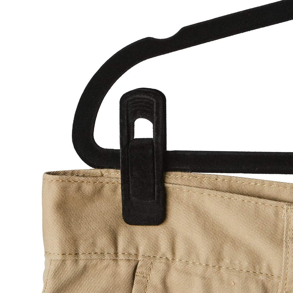 20 Pack Flocked Hangers Clips Hang Pants Skirts Shorts and Accessories ...