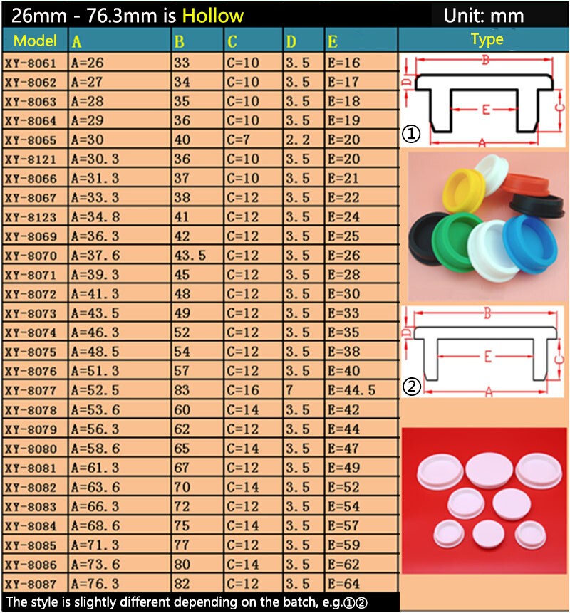 Round Solid/With Hole Silicone Seal Hole Plugs Blanking End Caps Red ...