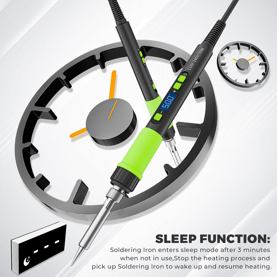 Saldatore a Stagno 90W LCD Riscaldamento Rapido 180-500°C, Standby ...