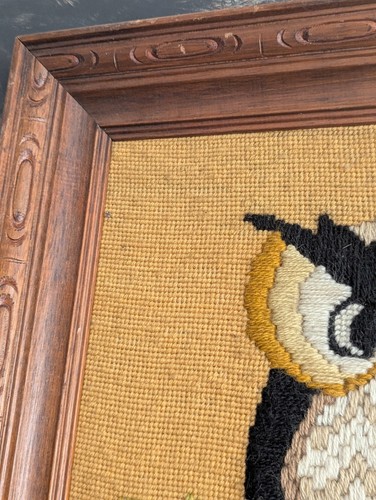 Vtg 1970s Owl Framed Needlepoint Embroidery Boho Wall Art 22x24 Mid ...