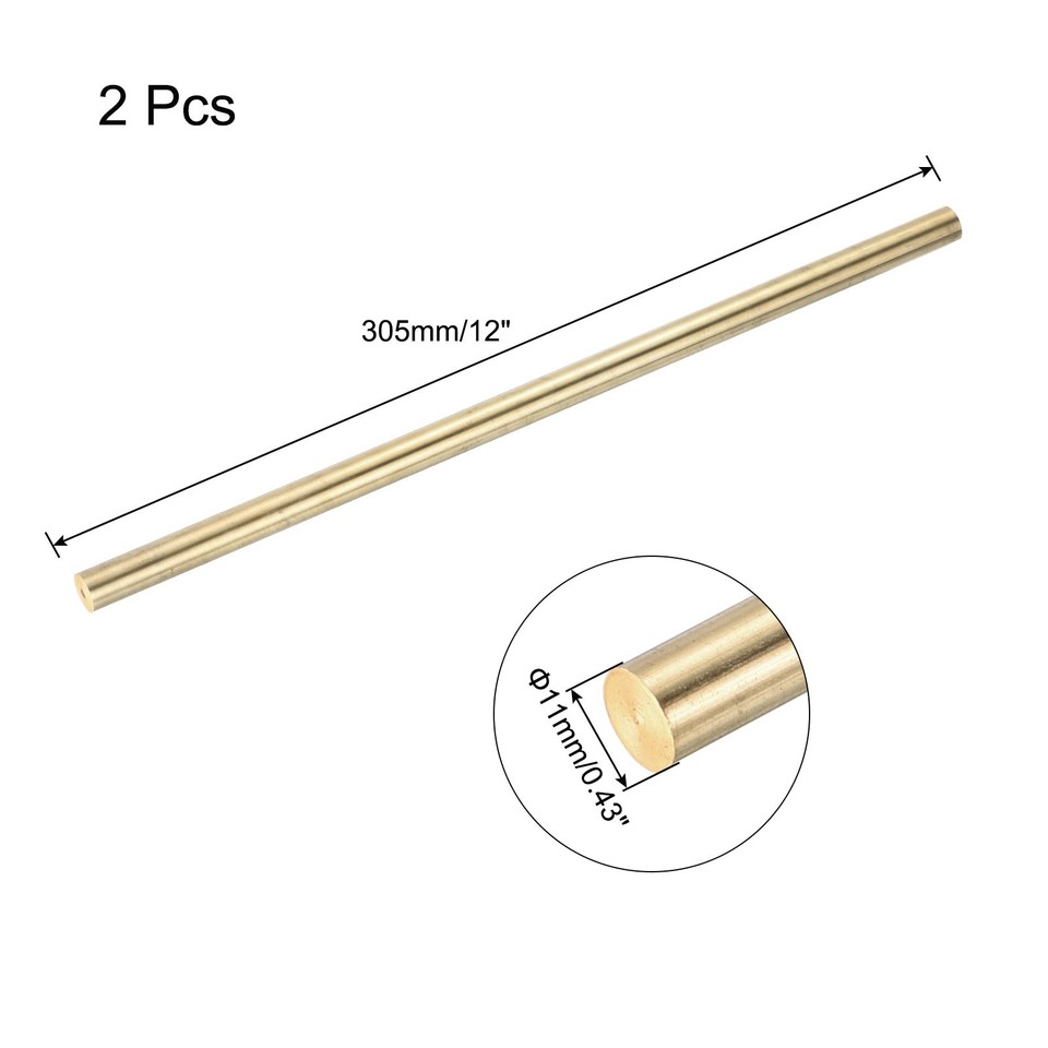 Brass Rod,Brass Solid Round Rod 11mm Diameter 305mm Length Lathe Bar ...