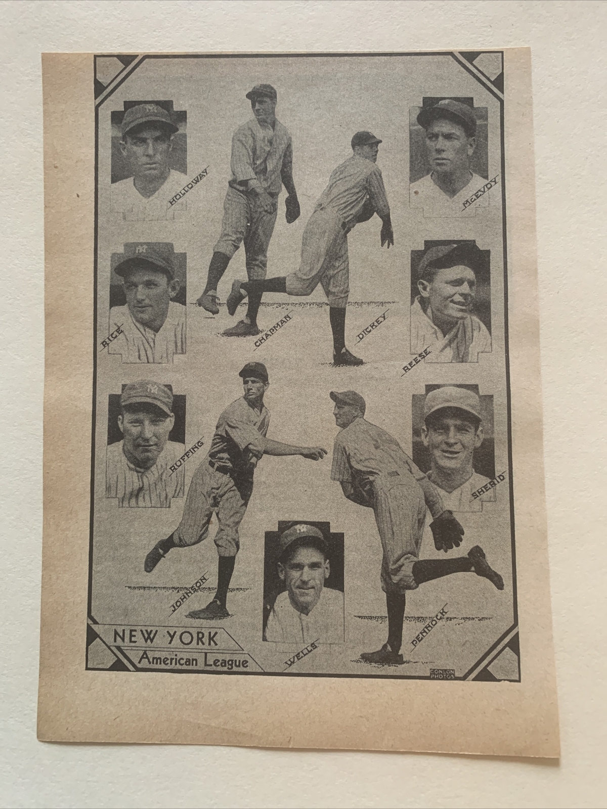 New York Yankees Bill Dickey Red Ruffing Pennock 1930 Baseball 4X6 Team ...