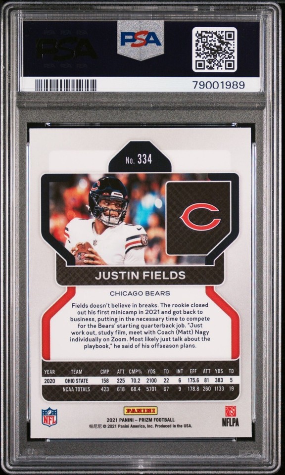 2021 Panini Prizm Justin Fields Rookie Card Base #334 PSA Mint 9 | eBay