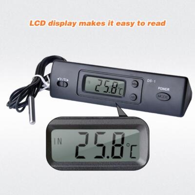 Digital Car Thermometer Indoor Outdoor Temp Display Clock with Probe | eBay
