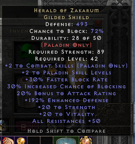 D2R: Diablo 2 Resurrected- 192% ED Herald of Zakarum Shield HOZ - PC ...