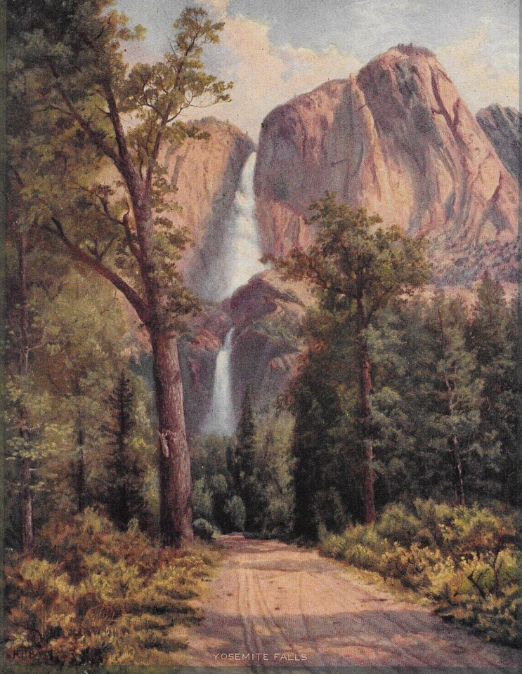 H.H. Bagg, "Yosemite Falls", Around 7.5"x5.75" Sample Print VTG FREE ...
