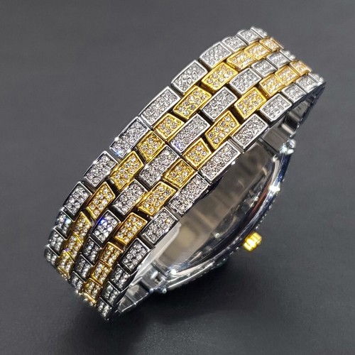 Men's Ice Out Watch Quartz Waterproof Stainless Steel Luxury Diamond ...