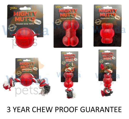 MIGHTY MUTTS MINI STRONG TOUGH RUBBER DOG PUPPY CHEW TOYS GAMES 6 TYPES ...
