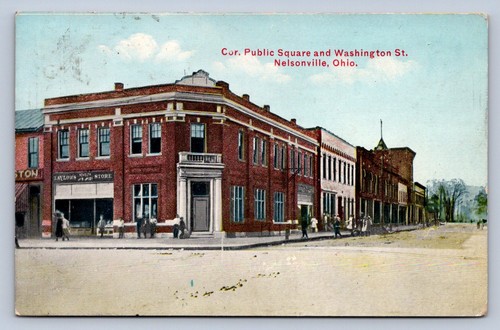 J88/ Nelsonville Ohio Postcard c1910 Athens Co Public Square Taylor ...