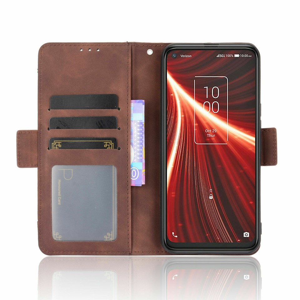 For TCL 10 5G UW Phone Case Leather Card Slots Wallet Flip Cover | eBay