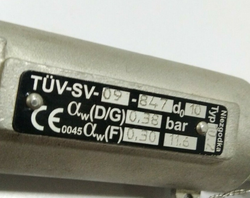 NIEZGODKA TUV-SV-09-847 TYPE 10.2 SAFETY VALVE TUVSV09847 | eBay