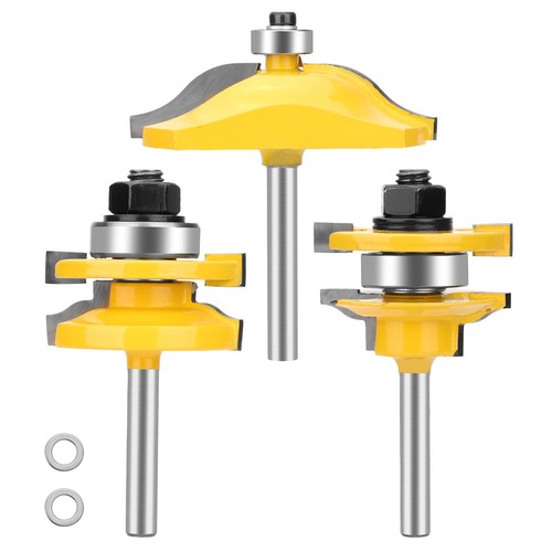 3x Carbide Router Bit Set 1/4" Shank Door Window Panel Cabinet ...