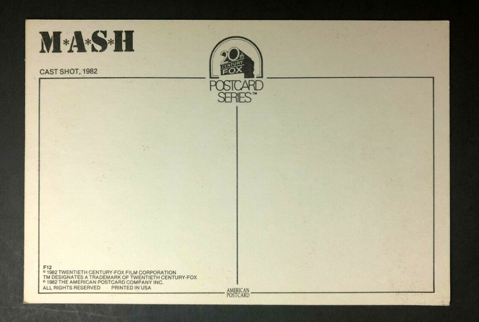 1982 MASH TV Show Cast Shot Postcard Col Potter Margaret Houlihan Jamie ...