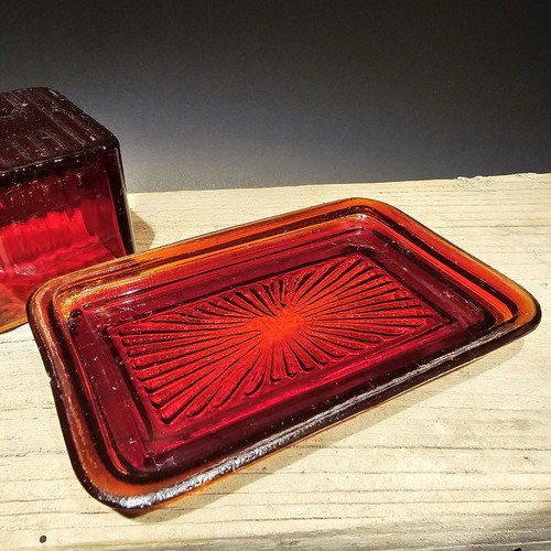 Antique Vintage Style Depression Ruby Red Glass Butter Dish | eBay
