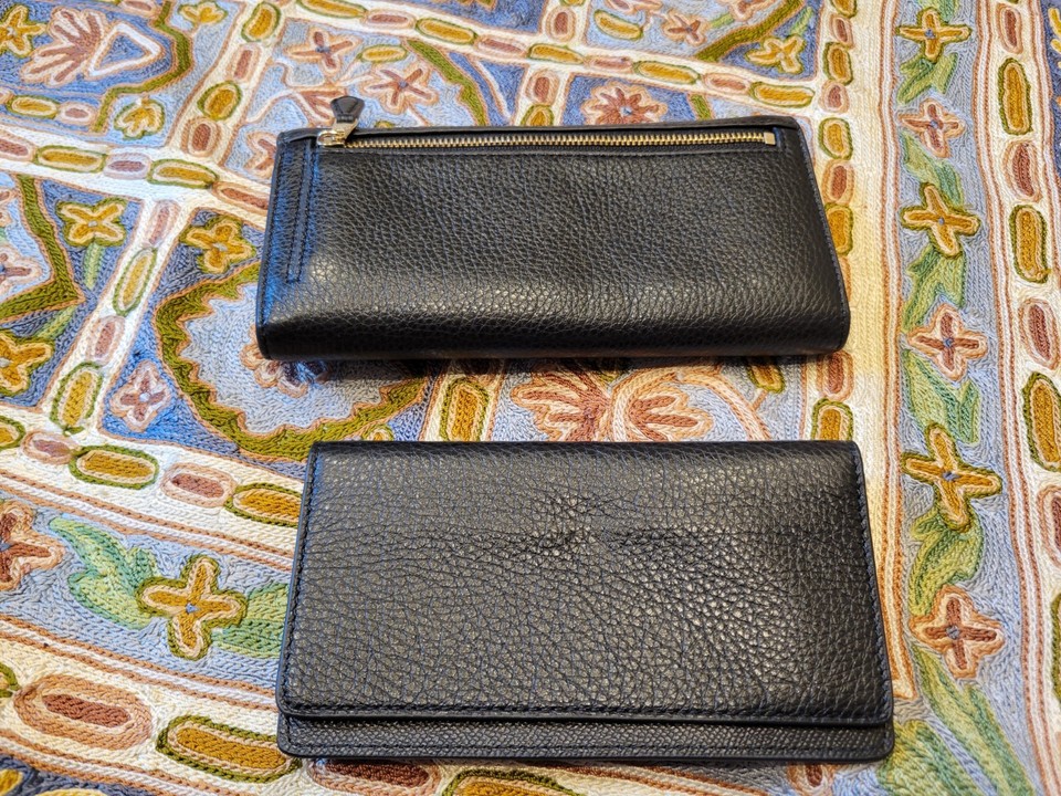 Coach Large Trifold Soft Black Saddle Pebble Leather Checkbook Wallet ...