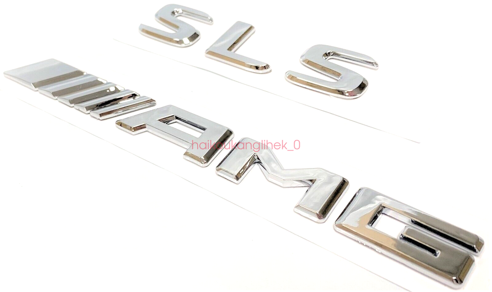 #2 SLS + AMG CHROME FIT MERCEDES SLS REAR TRUNK NAMEPLATE EMBLEM BADGE ...